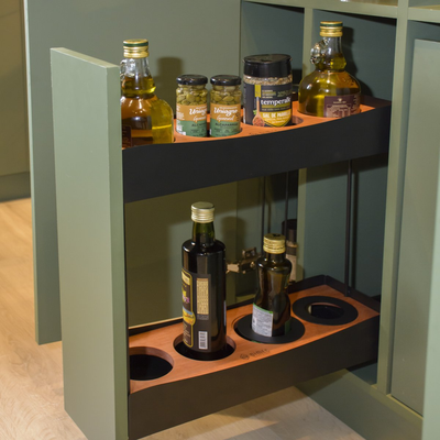 Porta Latas Steel Deslizante com Madeira